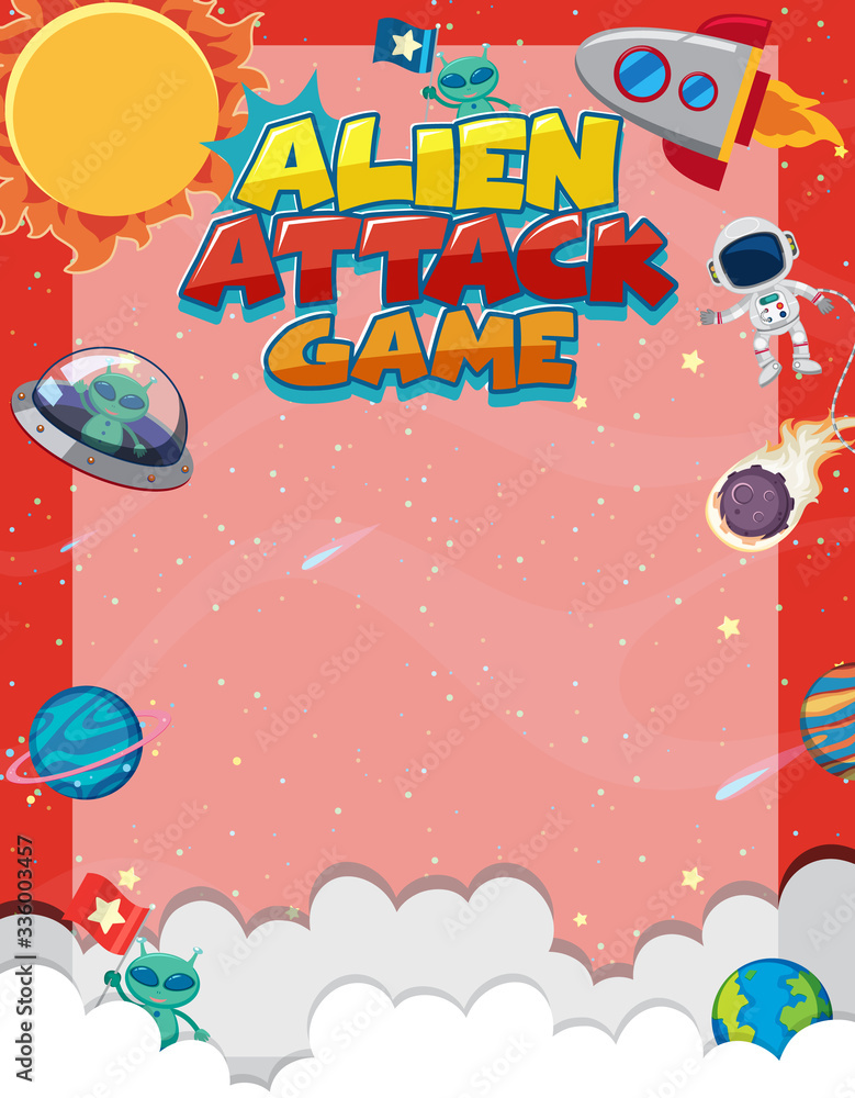 Frame template with many planets in the space background Stock Vector ...