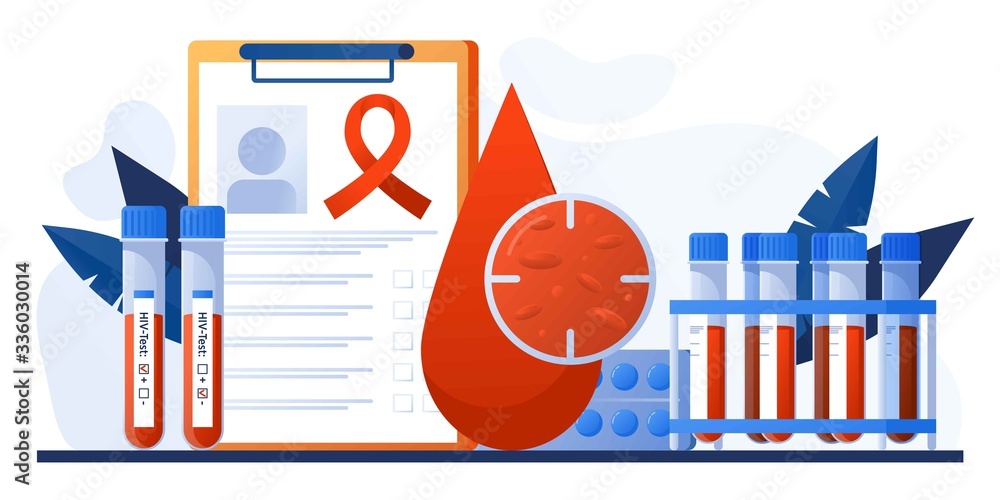 Medical diagnostic concept. Lab research. Patient blood in test tubes ...