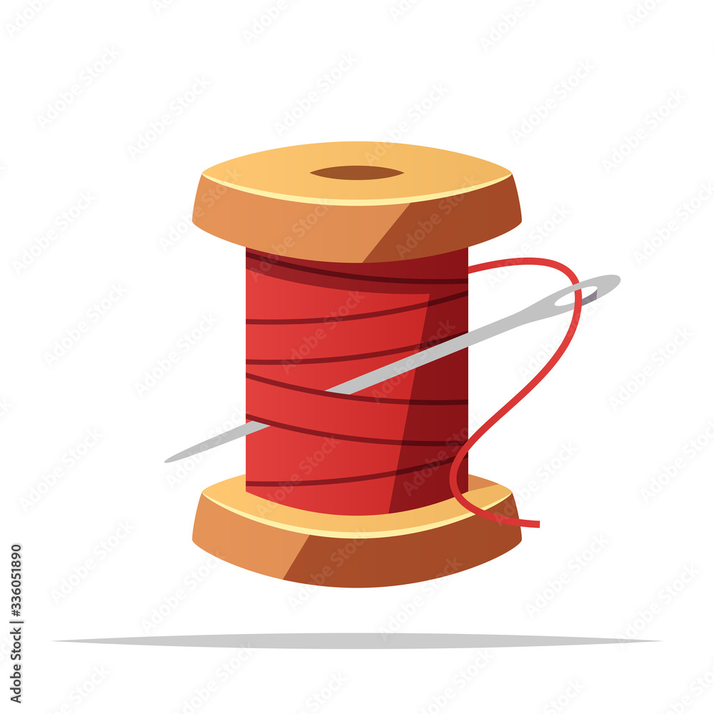 Spool of thread and sewing needle vector isolated illustration Stock ...