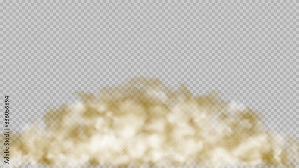 Road dust cloud with dirt or soil particles, brown color powder splash ...