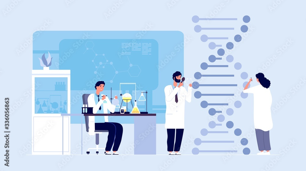 Genetic science. DNA molecule laboratory research, gene structure ...