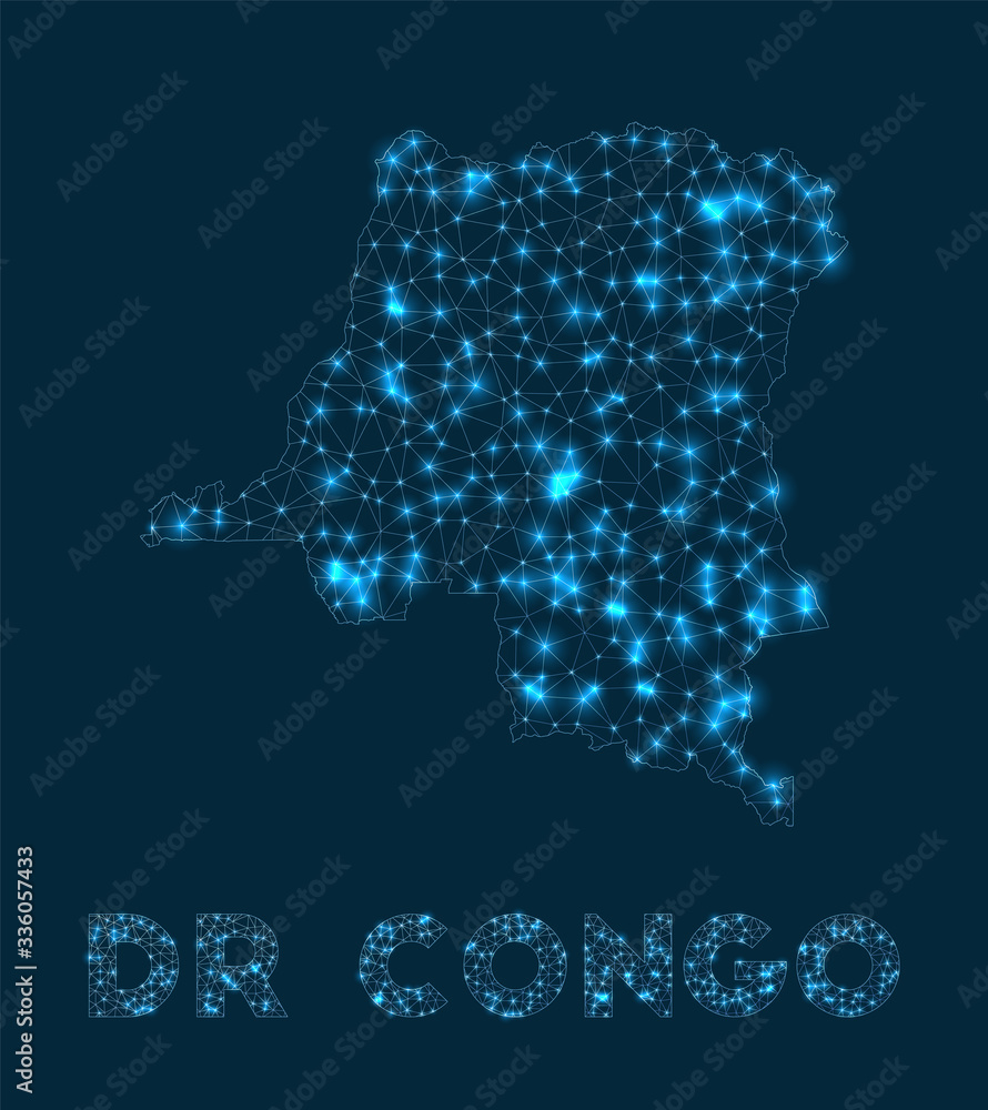 DR Congo network map. Abstract geometric map of the country. Internet ...