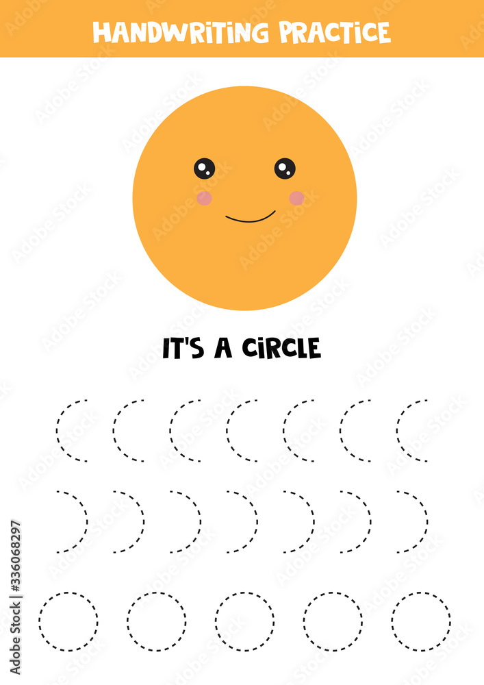 Circle. Tracing lines. Handwriting practice. Educational worksheet for ...