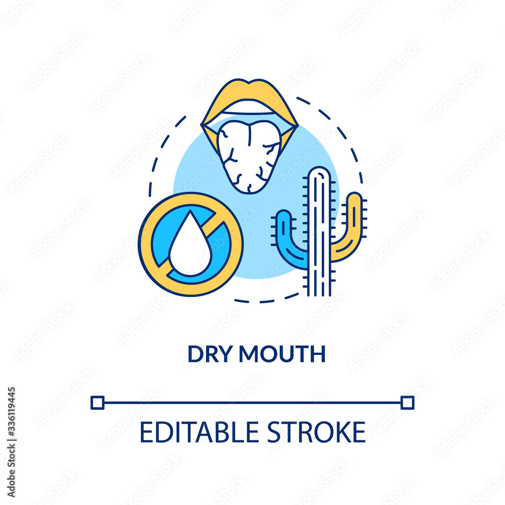 Dry mouth concept icon. Dehydration sign. Oral problem. Sore throat ...