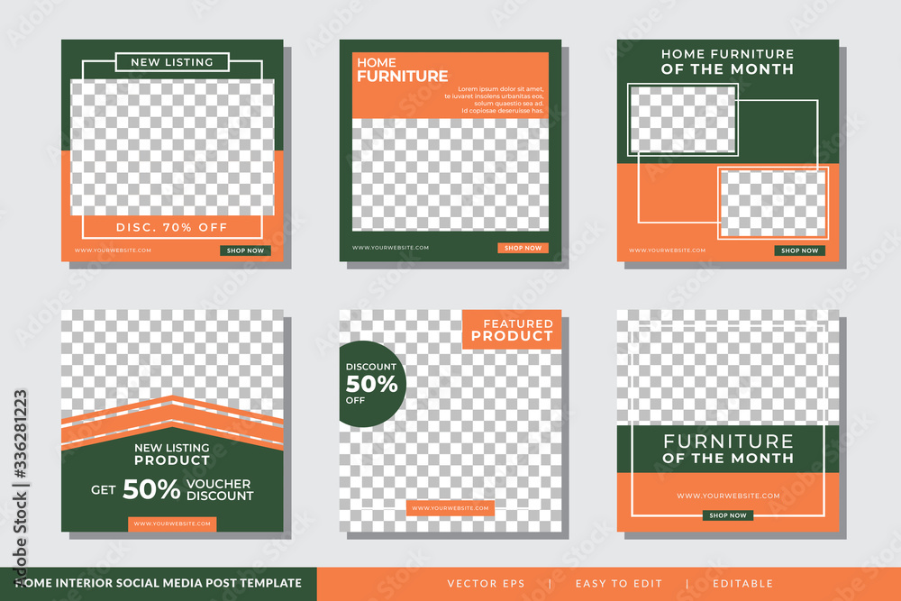Home Interior Instagram Post design template Premium Vector Stock ...