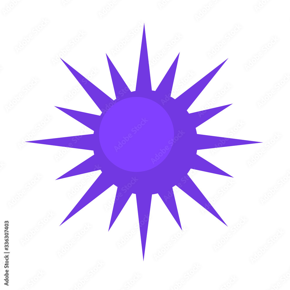 Blue spiky virus, molecule, bacterium cartoon model. Cartoon icon. Flat ...