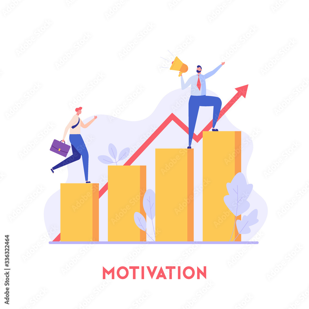 Boss motivates the employee for good work. Beginner career. Concept of ...