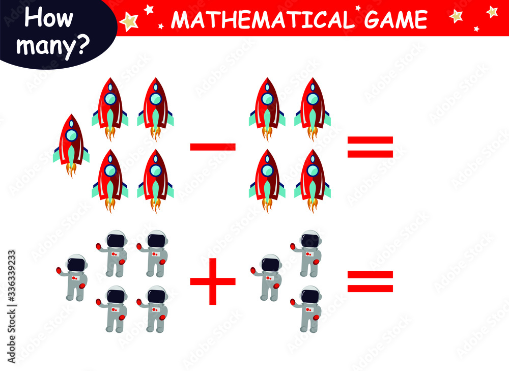 examples of addition and subtraction with cosmic elements (red rocket ...