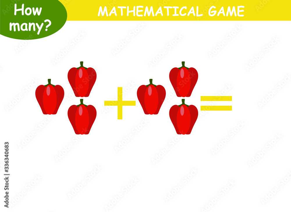 examples of addition with fruits and vegetables. educational page with ...