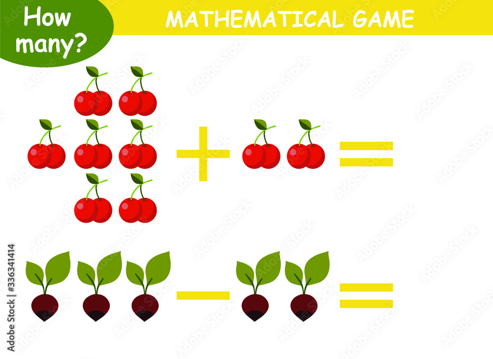 examples of addition and subtraction with fruits and vegetables ...