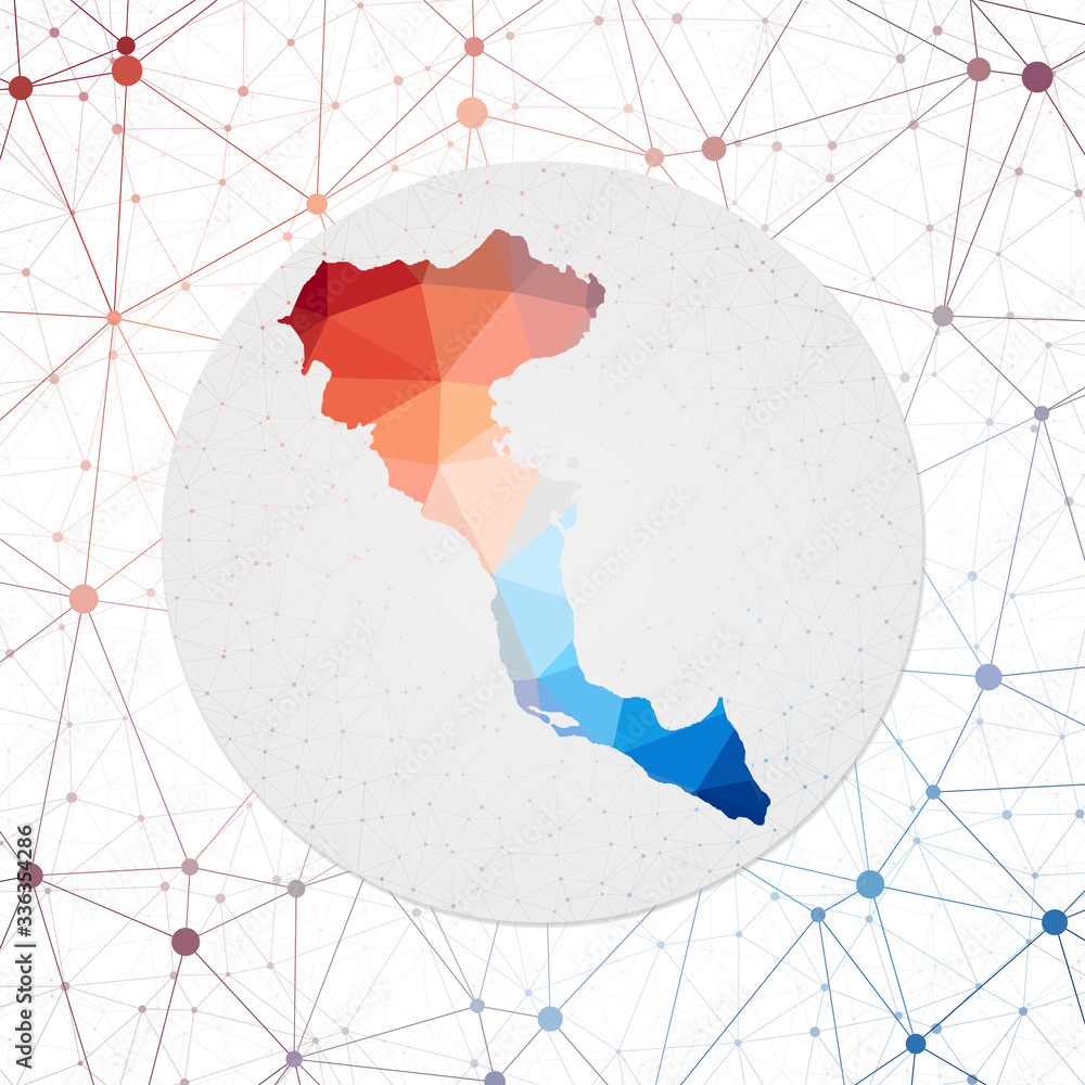 Abstract vector map of Corfu. Technology in the island geometric style ...