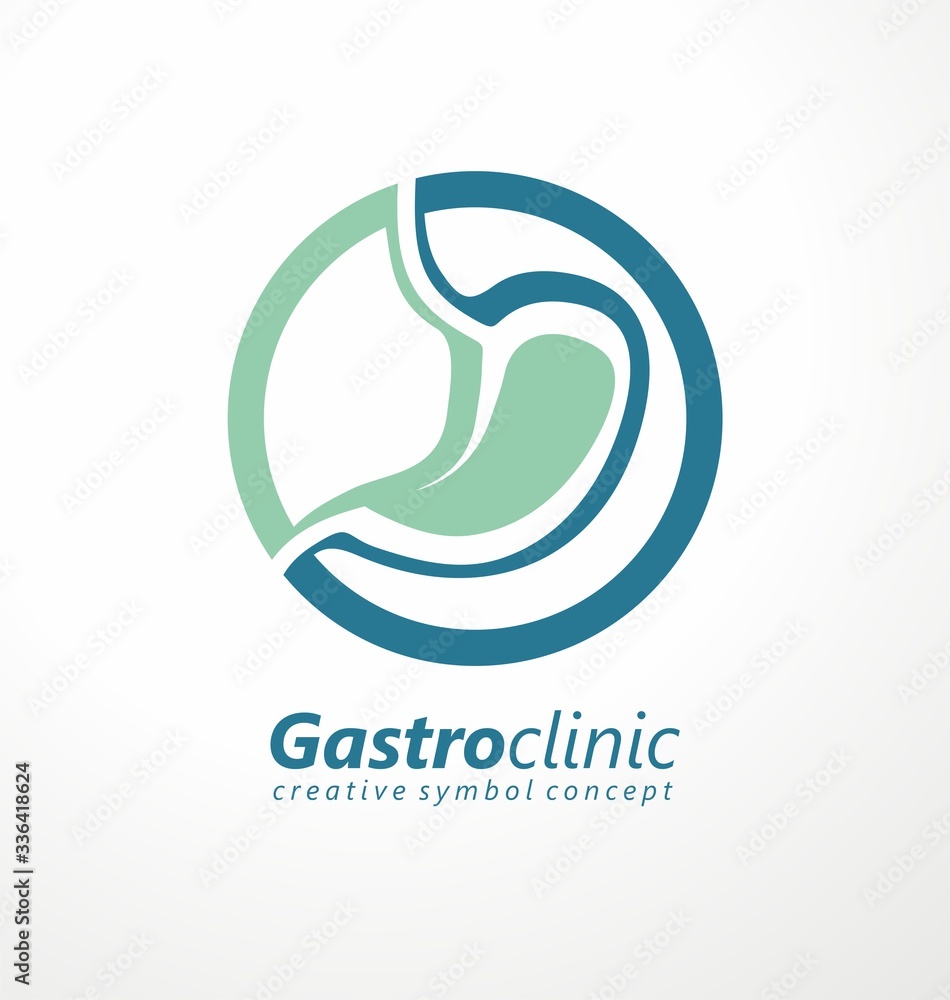 Gastroenterology clinic logo design idea with stomach symbol and circle ...