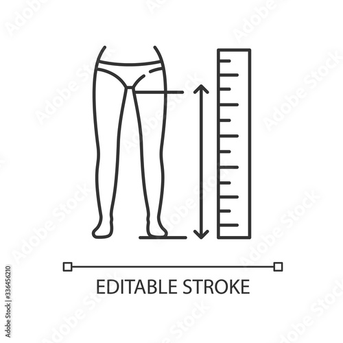 Inside leg length pixel perfect linear icon. Thin line customizable ...