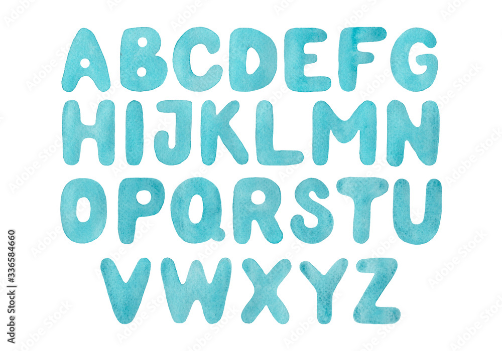 Ilustración de Stock Watercolor Alphabet , Clipart Alphabet blue ...