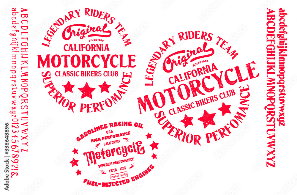 Motorcycle club community logo design.Decorative font. Letters, Numbers ...
