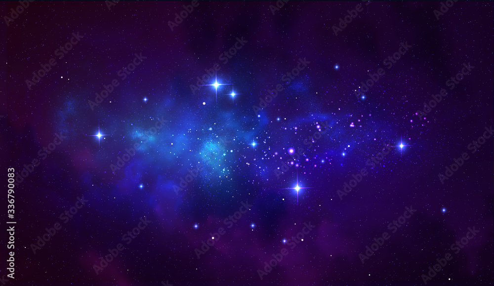 Vector cosmic illustration. Colorful space background with stars Stock ...