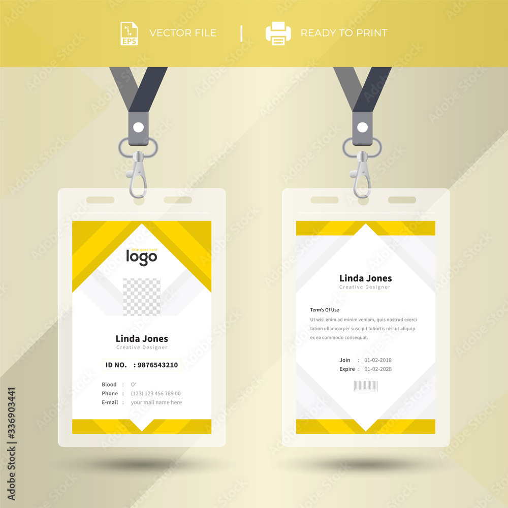 ID Card Design Template. Identity badge With Photo Placeholder. Stock ...