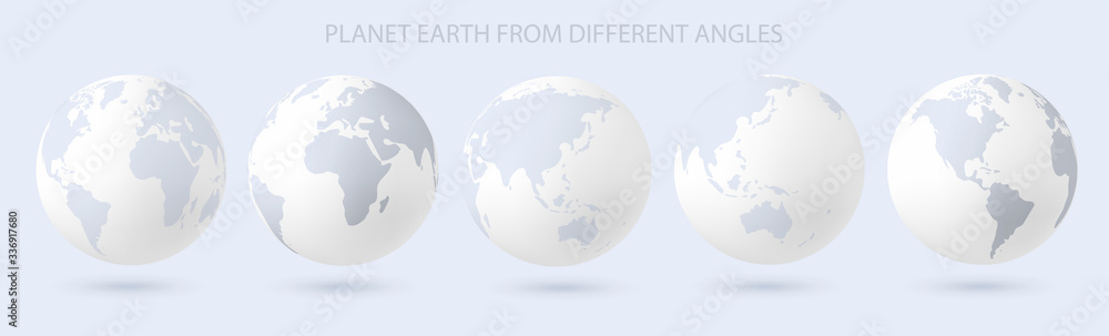 Vector de Stock Planet earth, angles of the planet earth from different ...