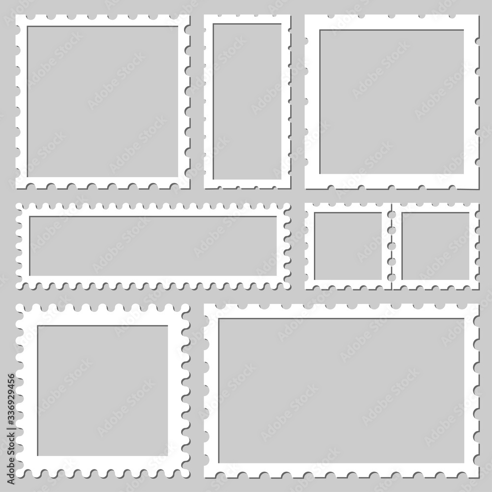 Vector de Stock Blank rectangle and square postage stamps, with a ...
