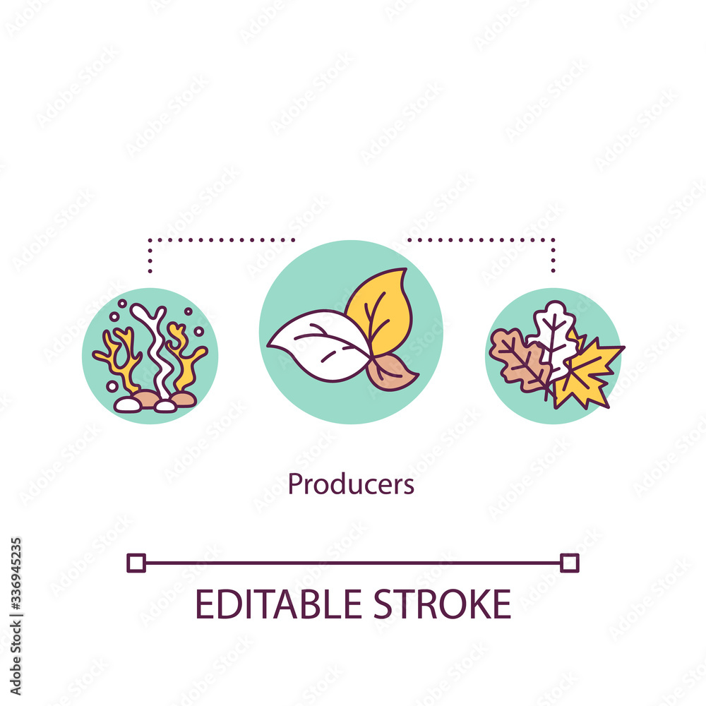 Producers concept icon. Biological food chain energy producing ...