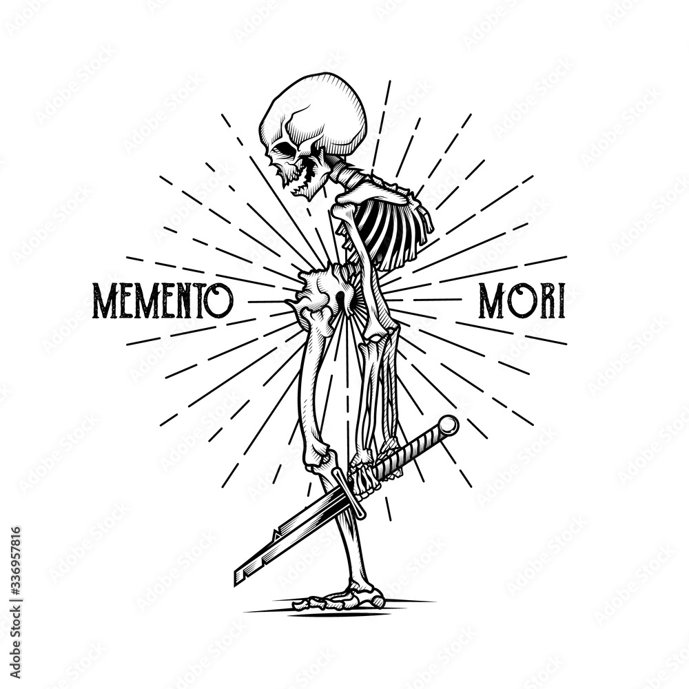 "Memento mori" poster design. Vector illustration in engraving ...