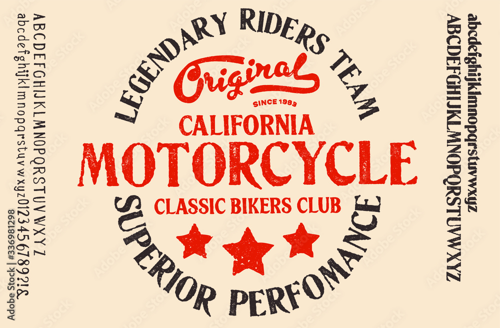 Motorcycle club community logo design.Decorative font. Letters, Numbers ...
