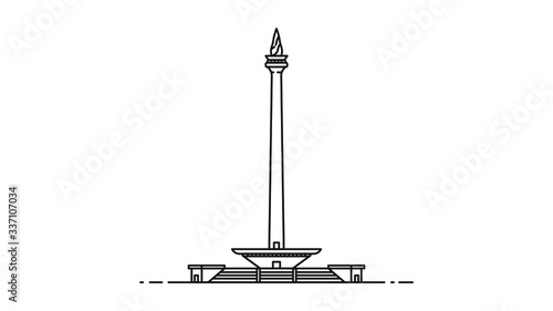 Monumen Nasional (MONAS) Indonesian monument landmark in Jakarta flat ...