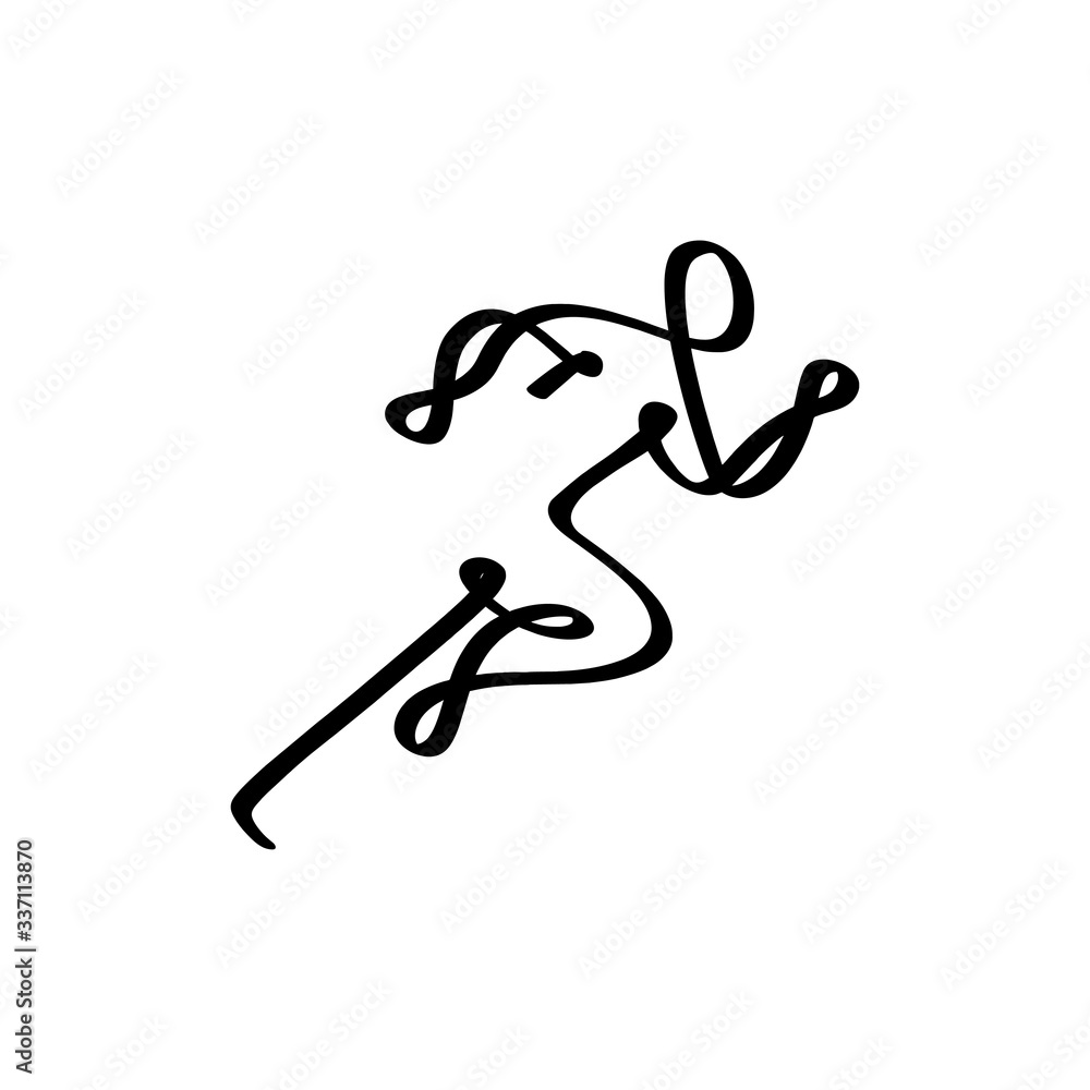 Continuous line drawing, person running. Abstract minimalism vector ...