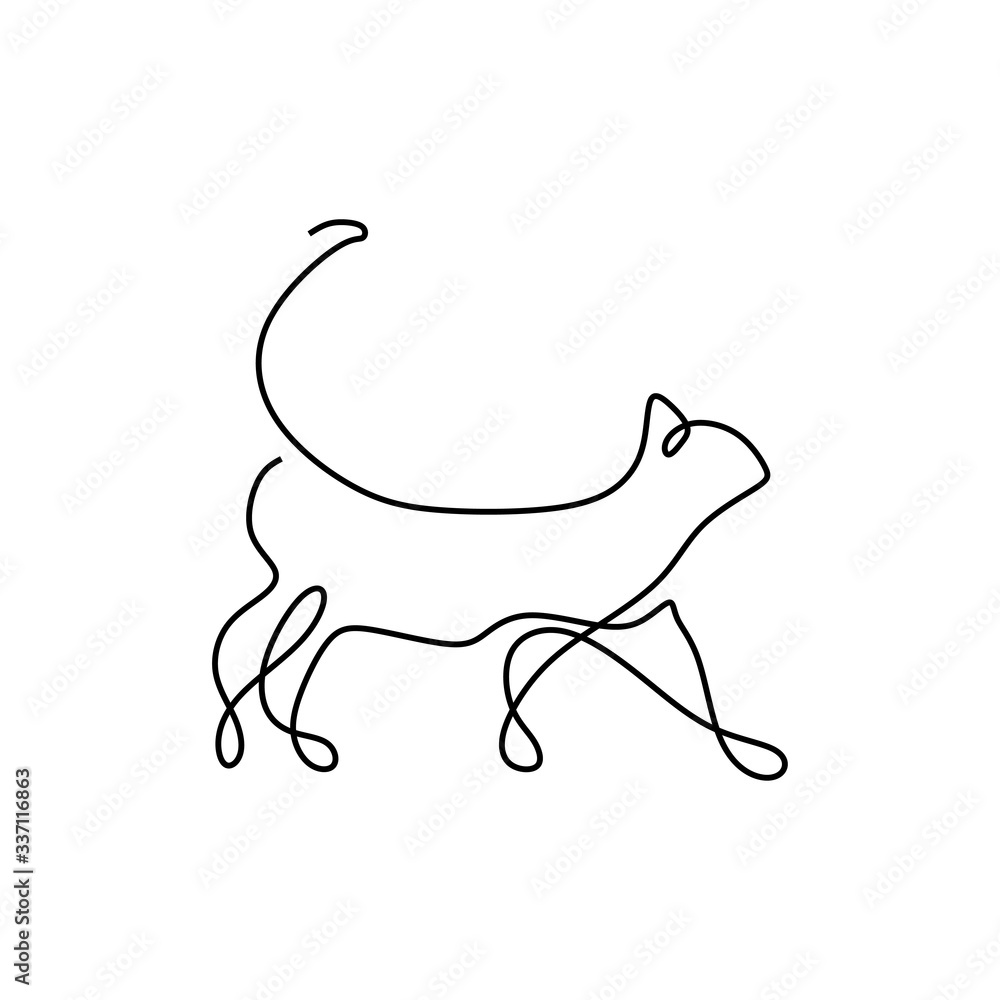 Cat one line drawing, vector illustration minimalism style. Stock ...
