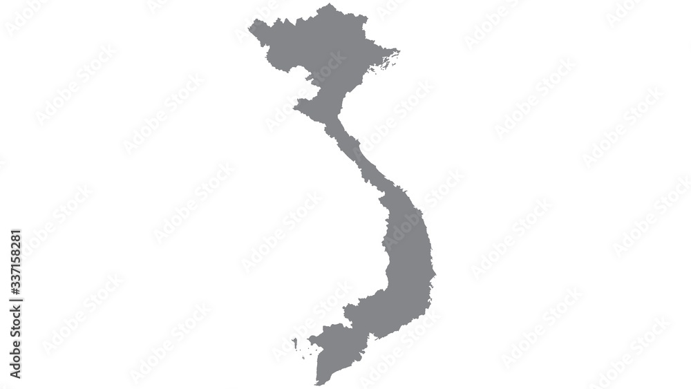 Vietnam map with gray tone on white background,illustration,textured ...