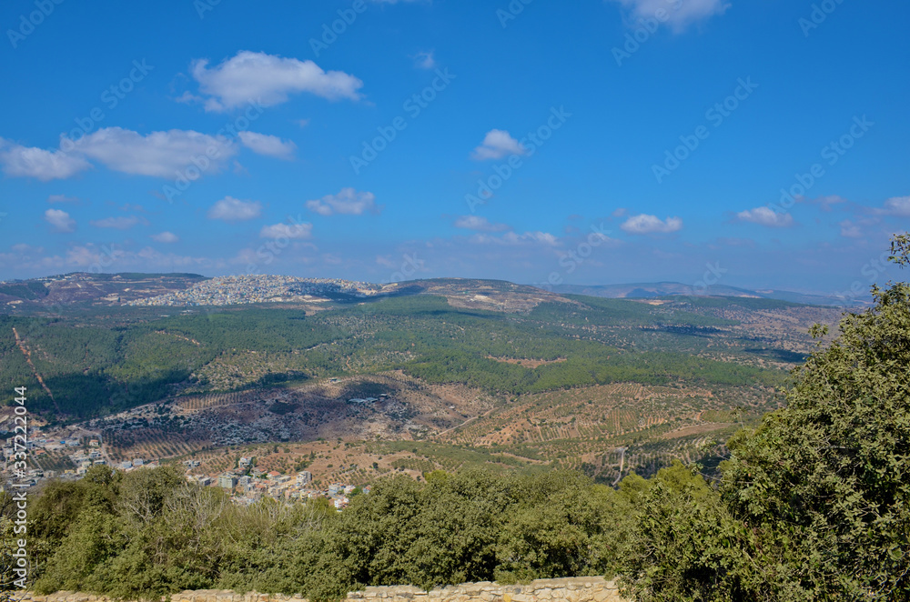 View from the biblical Mount Tabor to the valley, villages and ...