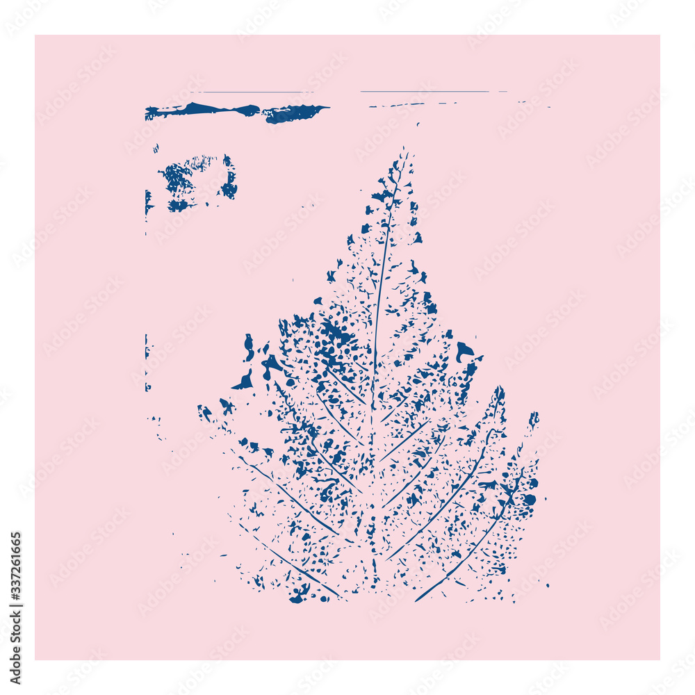 Vector botanical illustration of a plant. Ink monoprint of a leaf ...