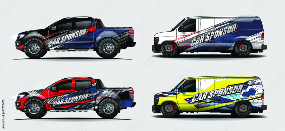 set of vehicle graphic kit vector. Modern abstract background for car ...