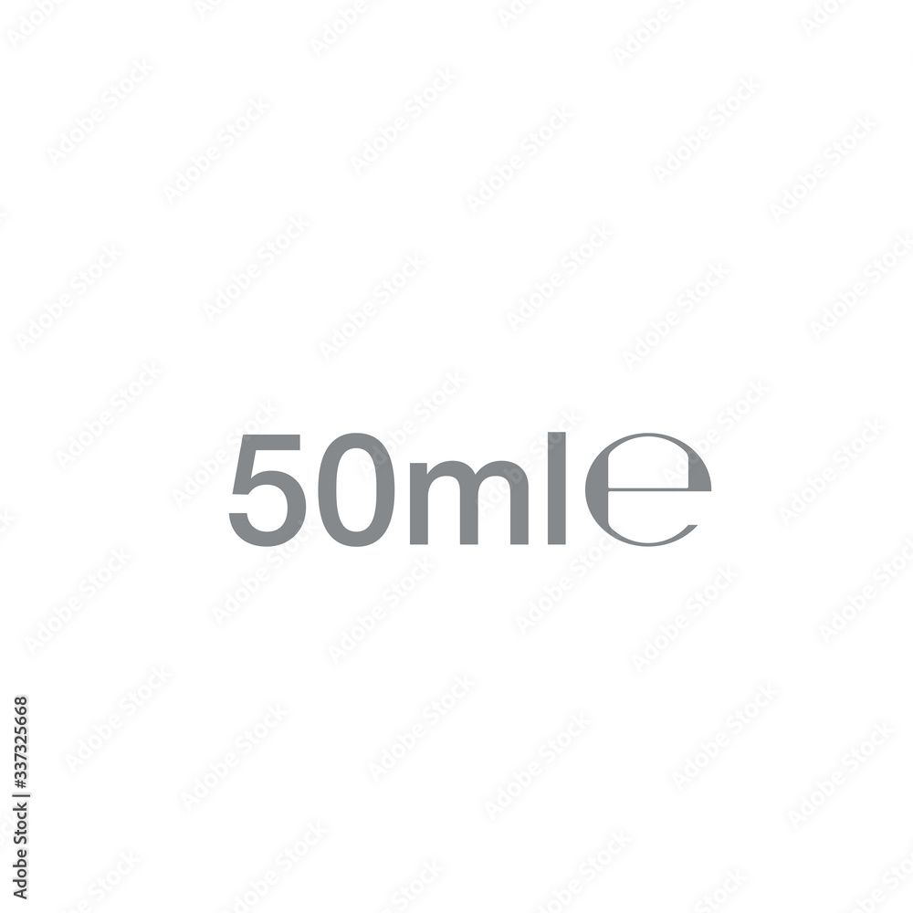 Liter l sign (l-mark) estimated volumes 50 milliliters (ml). Vector ...