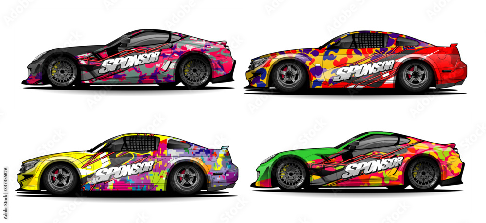 set of vehicle graphic kit vector. Modern abstract background for car ...