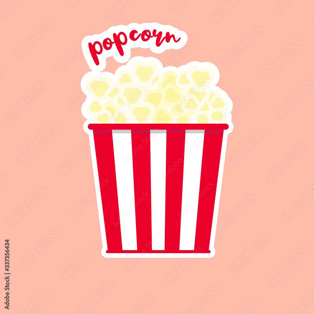 cartoon popcorn isolated on color background. cartoon cinema flat ...