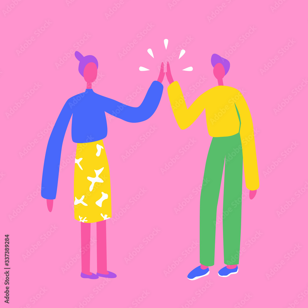 People giving each other high five. Isolated vector file with cartoons ...