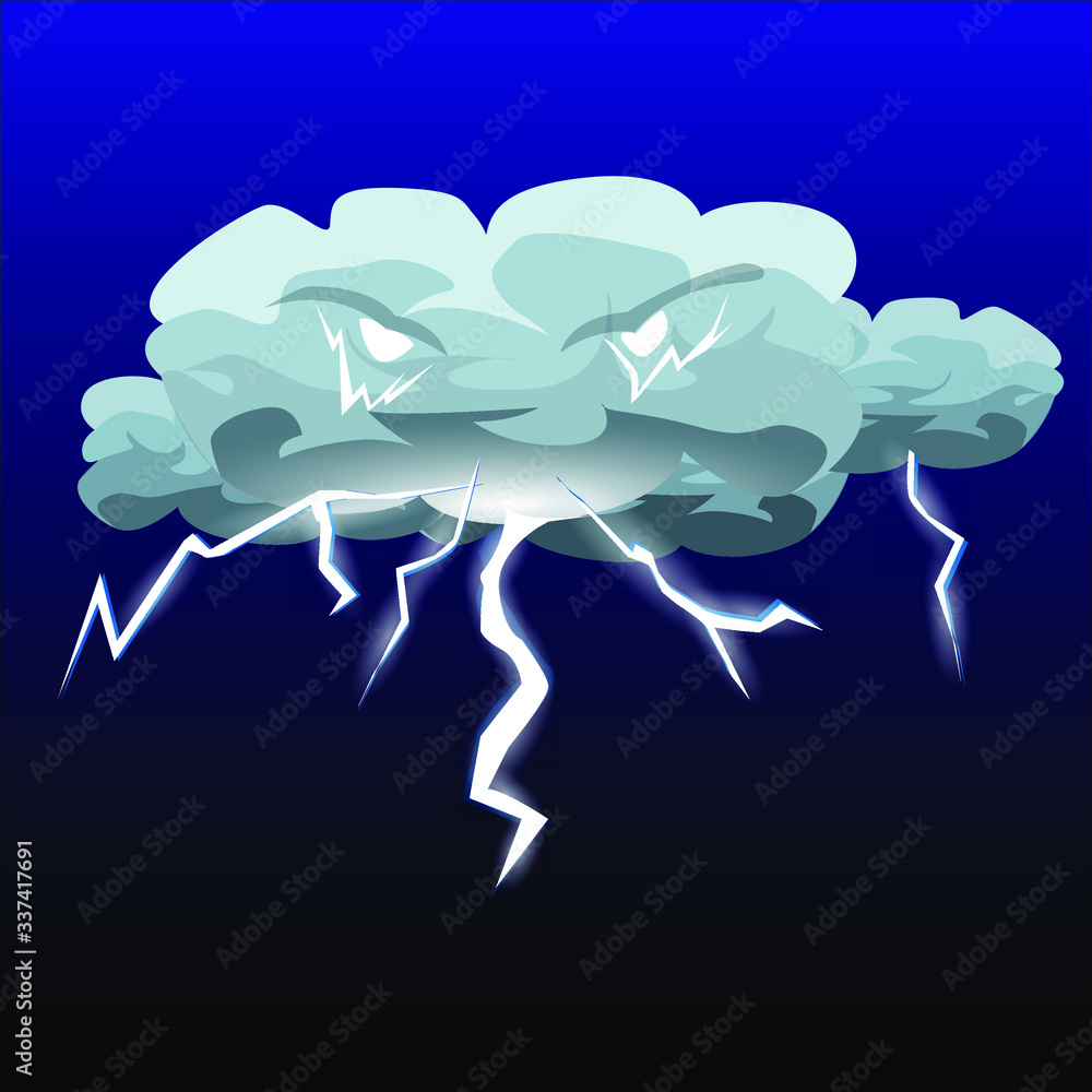 Tormenta eléctrica con rayos y un poco cabreada Stock Vector | Adobe Stock