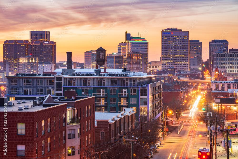 Golden Sunset View in Downtown Richmond Virginia, from atop Libby Hill ...