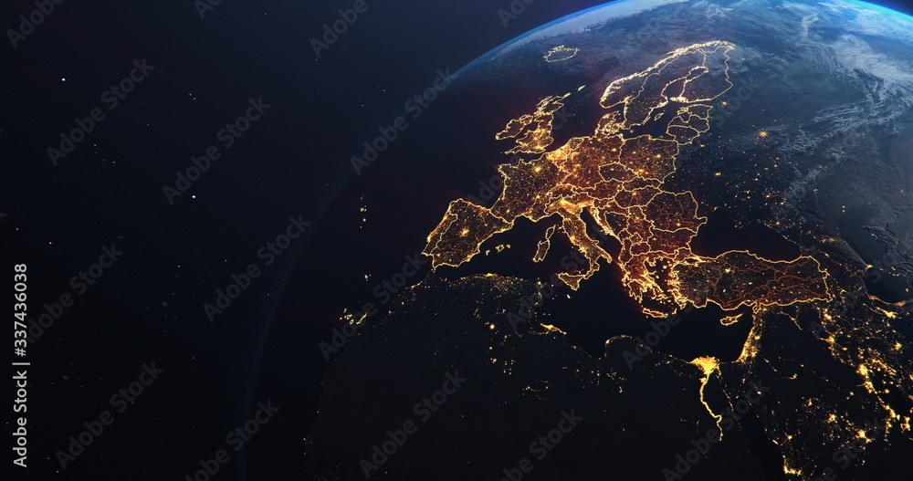 Planet Earth from Space EU Europe Countries highlighted, elements of ...