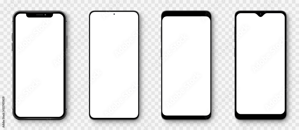 Realistic models smartphone with transparent screens. Smartphone mockup ...