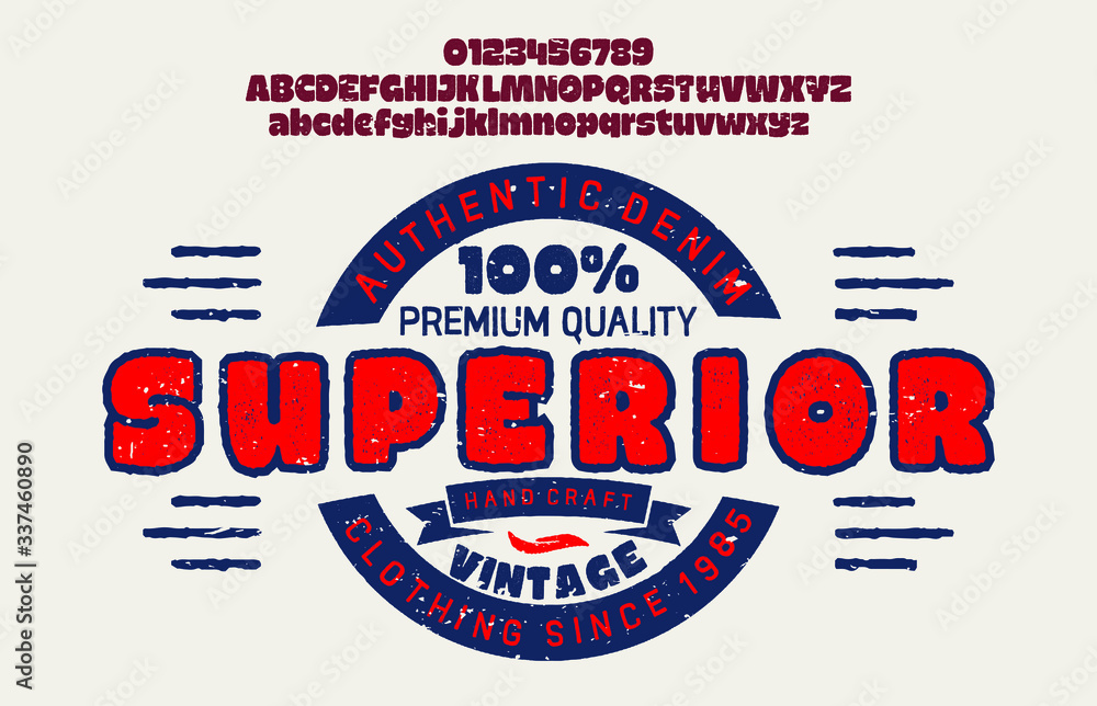 vintage Denim print for t-shirt or apparel. Old school vector graphic ...