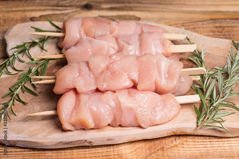 Healthy chicken breast fillets packed with protein.Raw chicken skewers ...
