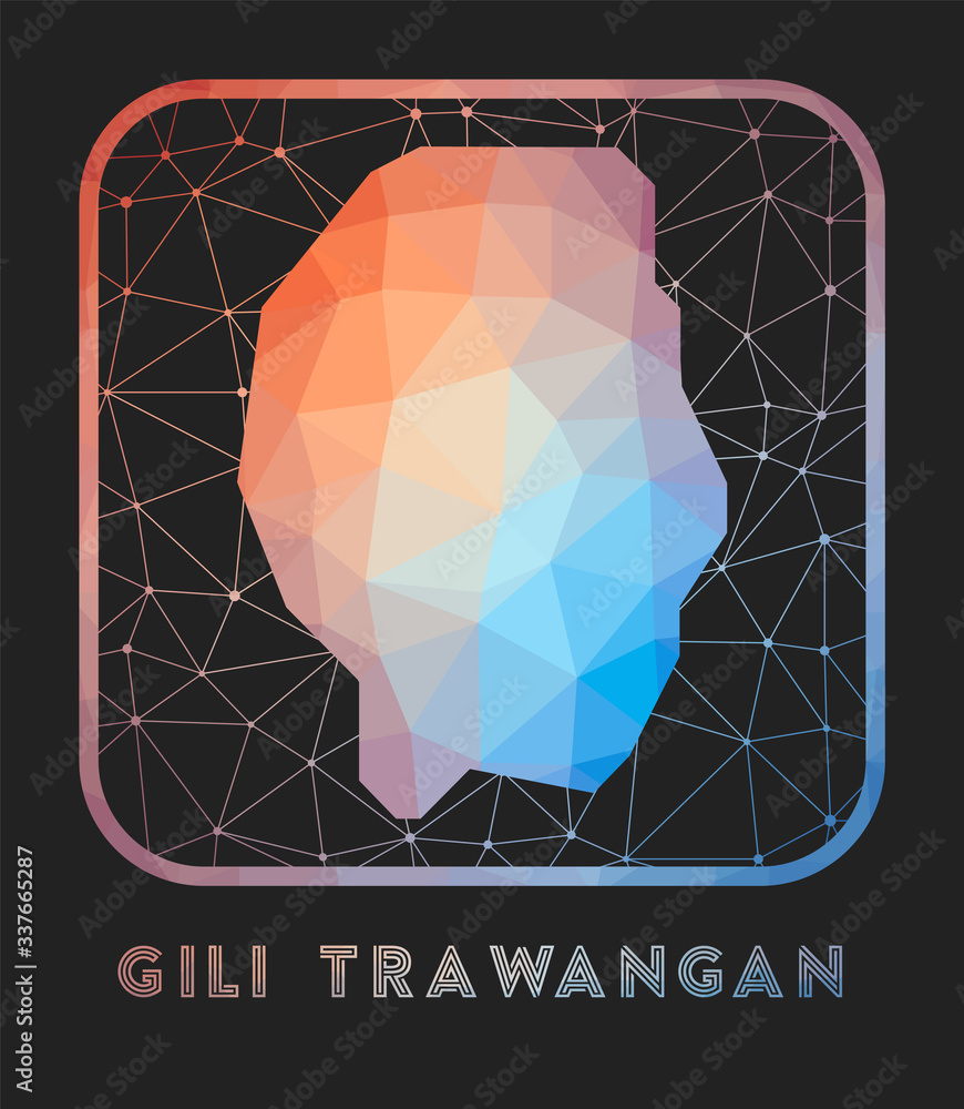 Gili Trawangan map design. Vector low poly map of the island. Gili ...