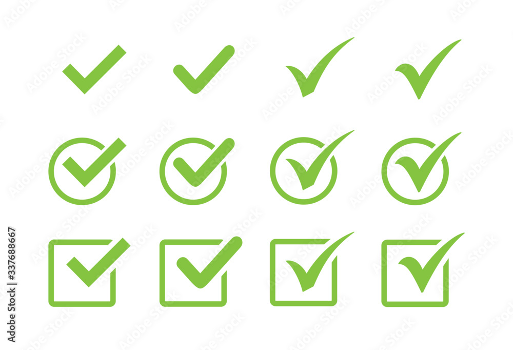 Vetor Check mark icon set, Check mark sign vector do Stock | Adobe Stock