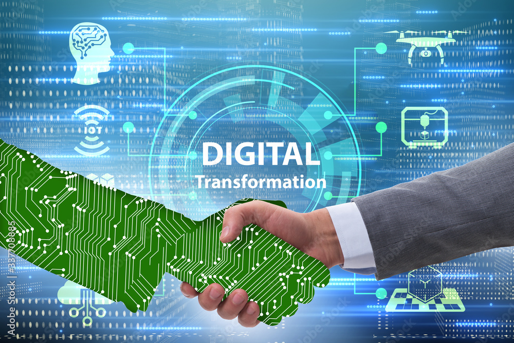 Digital transformation concept with handshake Stock Photo | Adobe Stock