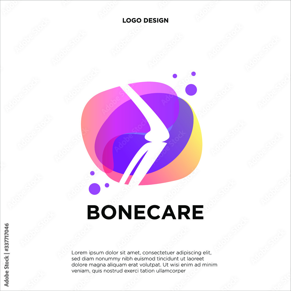 Colorful Bone logo vector, Knee logo designs template, design concept ...