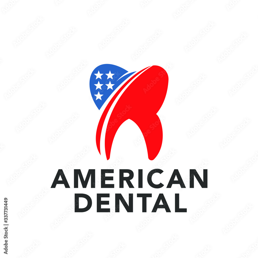 USA flag tooth dental icon Stock Vector | Adobe Stock