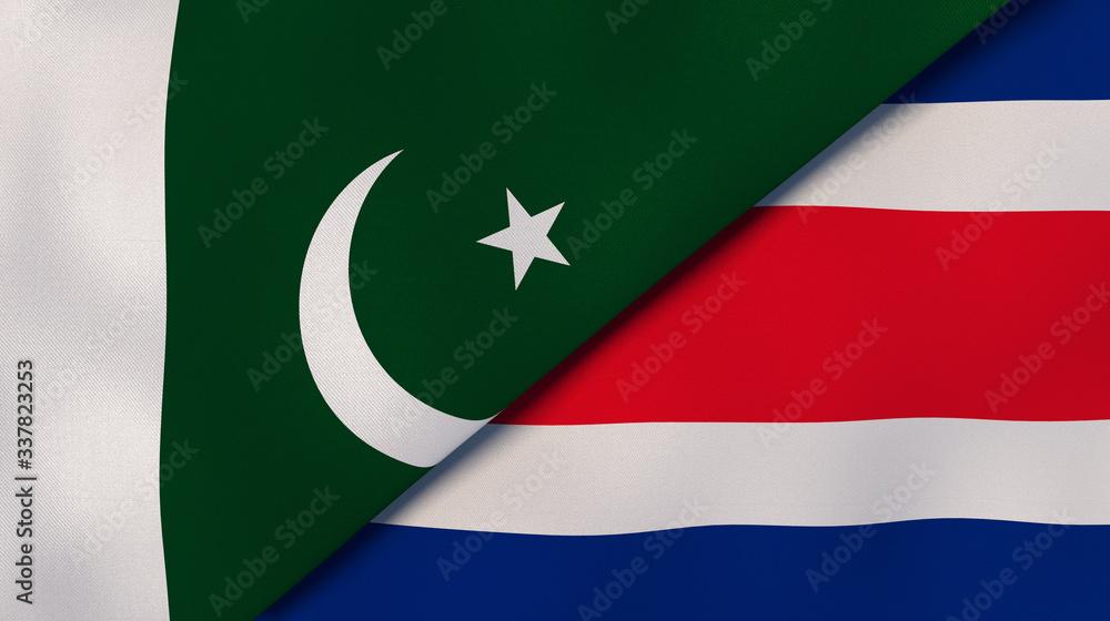 The flags of Pakistan and Costa Rica. News, reportage, business ...