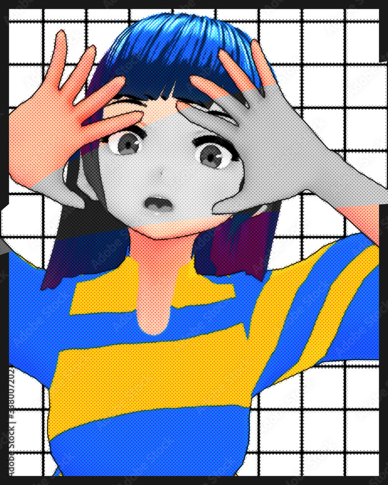 Anime Girl Cartoon Character Japanese Girl with Comic Effect with a ...